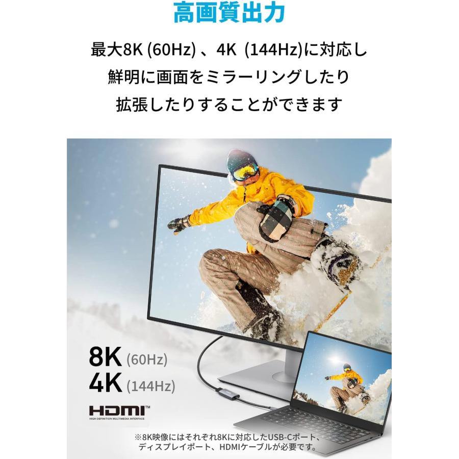 Anker 518 USB-C Adapter (8K HDMI) 変換アダプタ 8K (60Hz) / 4K (144Hz) 対応 ...