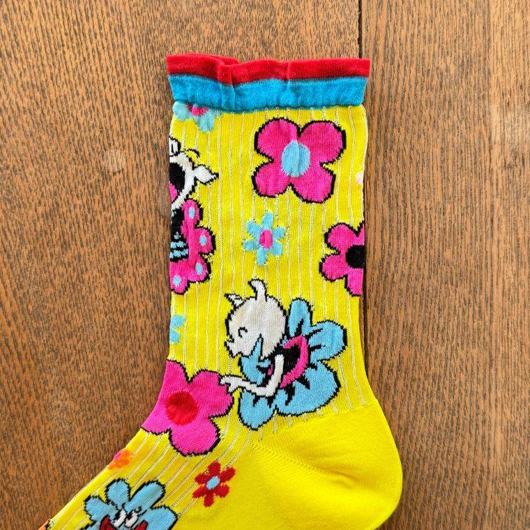 ALBEROBELLO アルベロベロ(Alberobello)オレボレブラぶたさん＆フラワー柄 シアーストライプ ソックス【2025 SPRING COLLECTION】 : Ann ...