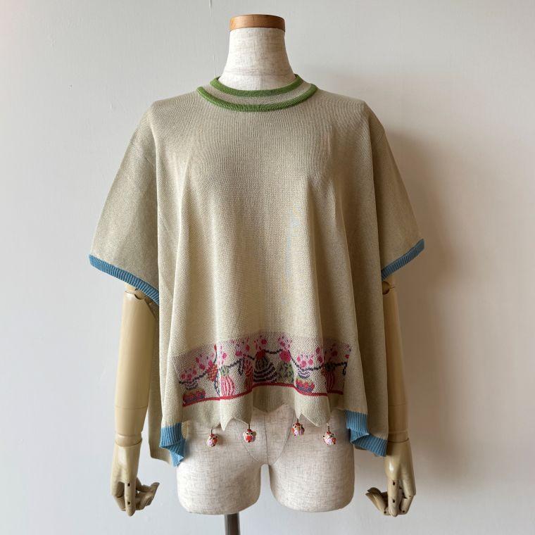 ALBEROBELLO 【20％OFF SALE】アルベロベロ(Alberobello)オレボレブラぶたさんフェイスモチーフ付き ニットプルオーバー（生成）【2025 SUMMER ...