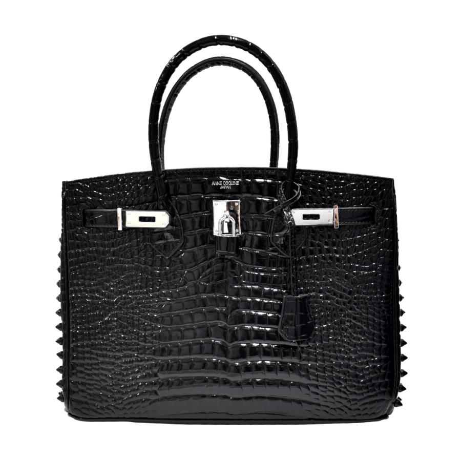 AnneCoquine アンコキーヌ Anne Coquine 本皮クロコ型押しサイドスタッズバッグ 35cm／2479 藤島彩 子 QVC テレビ通販 TVショッピン グ プレゼント ギフト ...