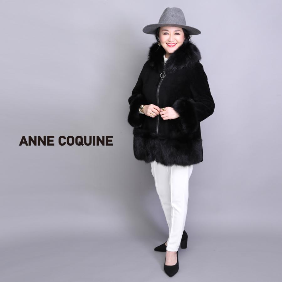 （公式）Anne Coquine アンコキーヌ FOXファー付きフレアーラインコート（7057） : アンコキーヌYahoo!店 - 通販 - Yahoo!ショッピング