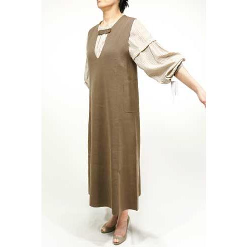 ドリーム 春夏SALE【マリアプラス/126604/50%OFF】綿強撚マーセライズドコットンミラノリブキーネックAラインロングフレアージャン ...