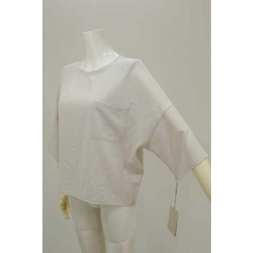 ROBE 春夏物【ローブ/カフネ/年間物/525905】ポリマットサテンジョーゼット丸首リラックスコクーンブラウスドルマン6分袖左胸貼ポケ ...