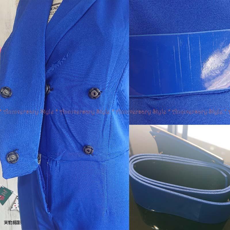 オールインワン 青ML即納 赤 黒 S-XL ベルト付 7分丈 クロップド ノースリーブ カシュクール パンツドレス 18920 レディース ...