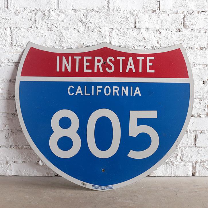 看板 アメリカ 道路標識 California カリフォルニア interstate 805 赤 青 ブルー ヴィンテージ ロードサイン インダストリアル : another life ...