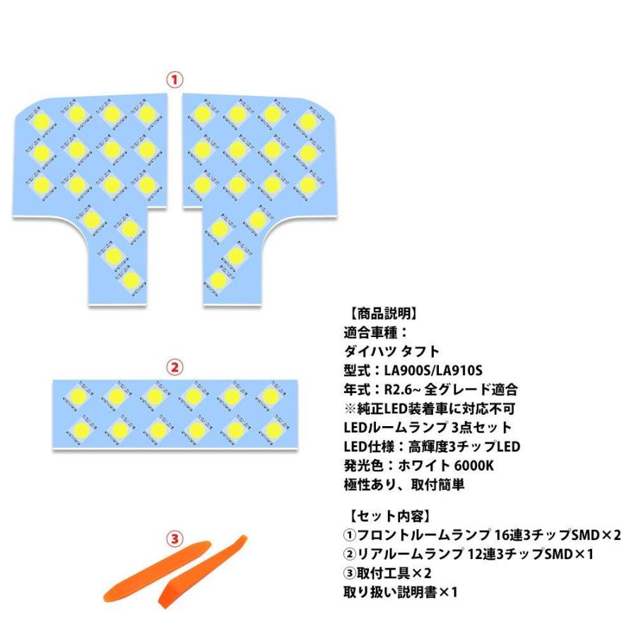 iPad タフト LED ルームランプ ダイハツ TAFT LA900S / LA910S R2.6~ 室内灯 車内灯 爆光 カスタムパーツ 3チップSMD搭載 LA900S/LA910S 用 ...