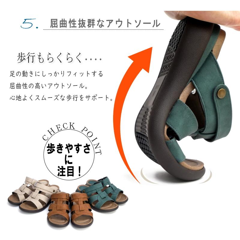 WilsonLee ウイルソン・リー サンダル レディース 2way 4e 幅広 バックベルト インヒール 軽い コンフォート 防滑 フットベッド フラット オープントゥ 屈曲 : レディース ...