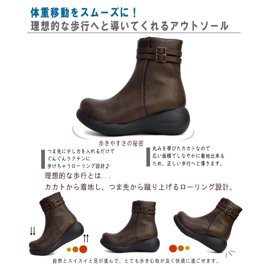 Nuts world ナッツワールド ブーツ ミドル丈 厚底 レディース ピンキングデザイン 2ベルト サイドジップ 幅広 4e ウエッジ 大きいサイズ 低反発クッション 耐滑 : 69 ...