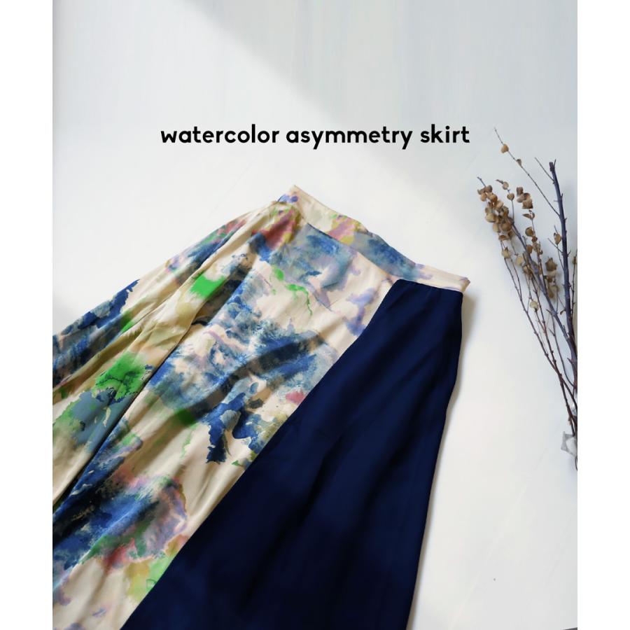 水彩柄 切替えアシメスカート スカート レディース 送料無料・100ptメール便可 : ps-00465 : antiqua(アンティカ ...