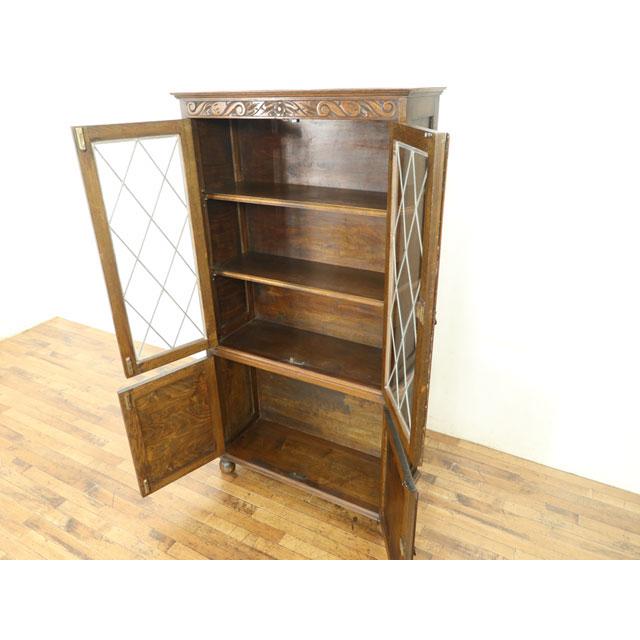 アンティーク ブックケース 幅89×奥33×高163cm 本棚 飾り棚 ガラス扉 キャビネット イギリス アンティークフレックス 57774 ...