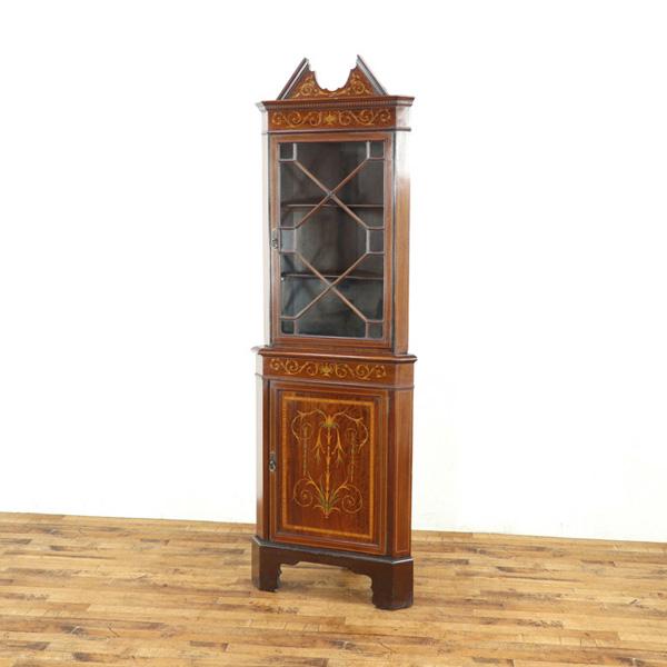 コーナーキャビネット かっこいいデザイン 収納棚 おしゃれ ディスプレイ 飾り棚 リビング イギリス アンティークフレックス 59069 ...