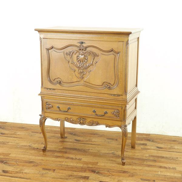 猫脚キャビネット すっきりとした印象 シンプルで美しい佇まい 収納棚 飾り棚 フランス 1940年頃 アンティークフレックス 64334 ...