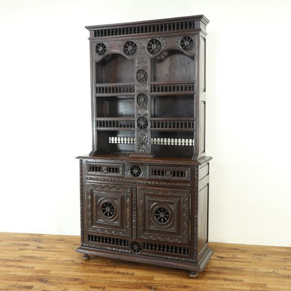 アンティーク キャビネット ブルターニュ スピンドルの装飾 素晴らしい彫刻 収納 飾り棚 フランス アンティークフレックス 64405 ...