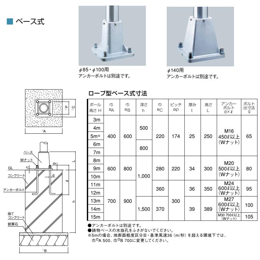 フラッグポール 8m ロープ型 ベース式 FP-8BS サンポール(大型商品) : fp-8bs : 安全・サイン8 - 通販 - Yahoo!ショッピング