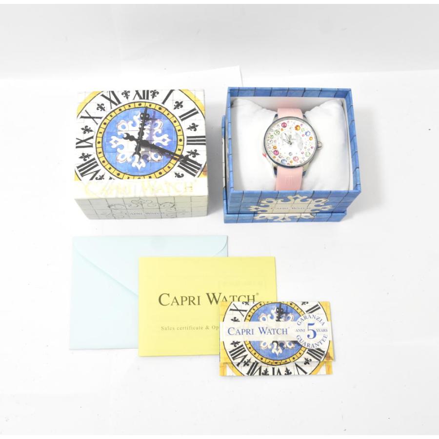 ☆未使用品【CAPRI WATCH】カプリウォッチ ミッレフォーリ スワロフスキー 文字盤 5273-1607-PK-R-168.2 クォーツ レディース F#116373 ...
