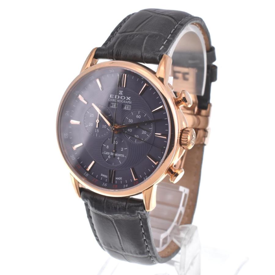EDOX（エドックス） ☆良品★保証書付 【EDOX】エドックス レ・ベモン クロノグラフ 10501-37R-GIR クォーツ メンズ J# ...
