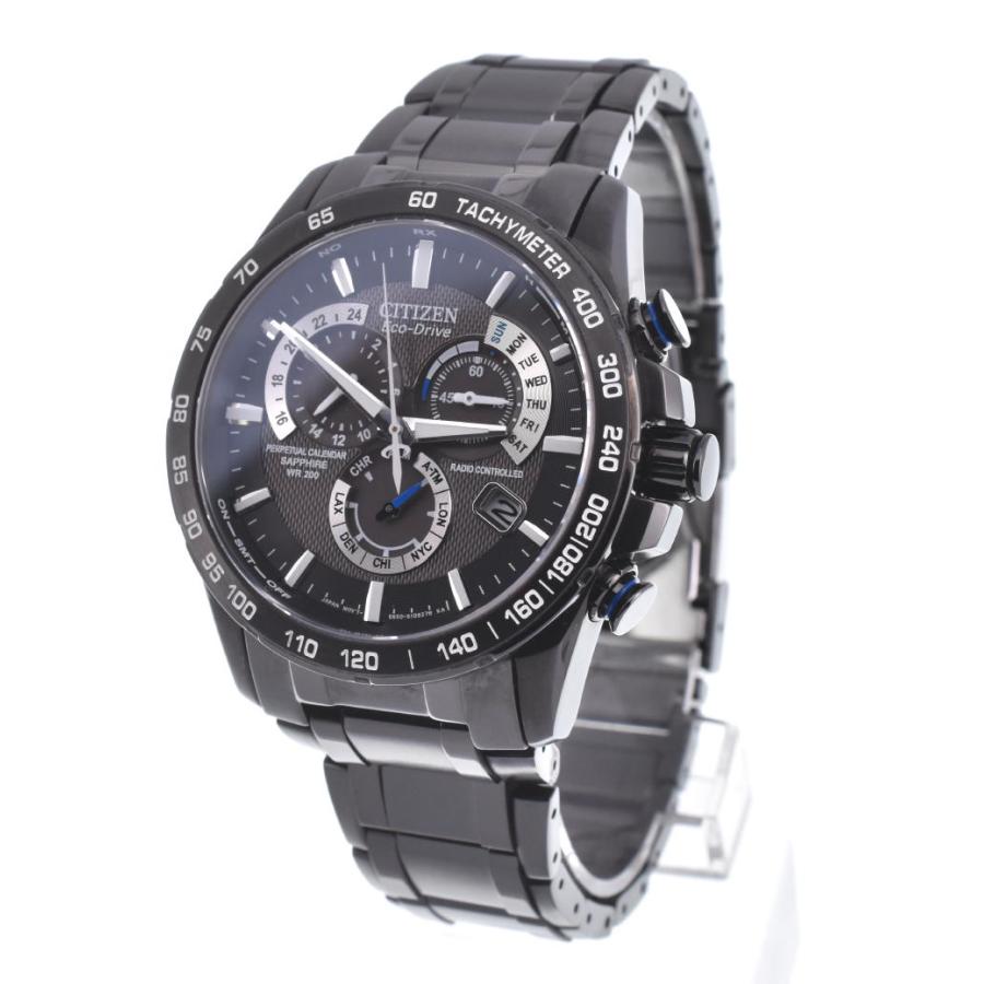 CITIZEN ☆美品【CITIZEN】シチズン エコドライブ パーペチュアル クロノ AT4007-54EE ソーラー メンズ N ...
