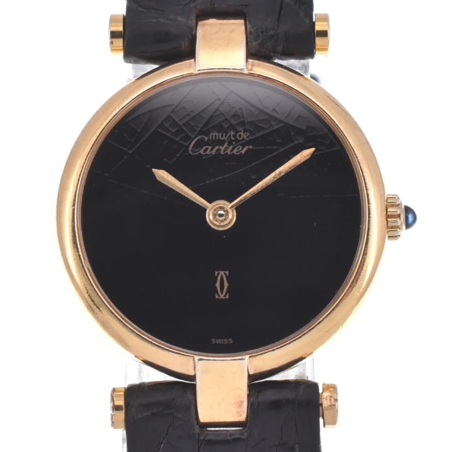 Cartier カルティエ CARTIER マストヴァンドーム SV925(GP)/レザー クォーツ レディース C#122334 ...