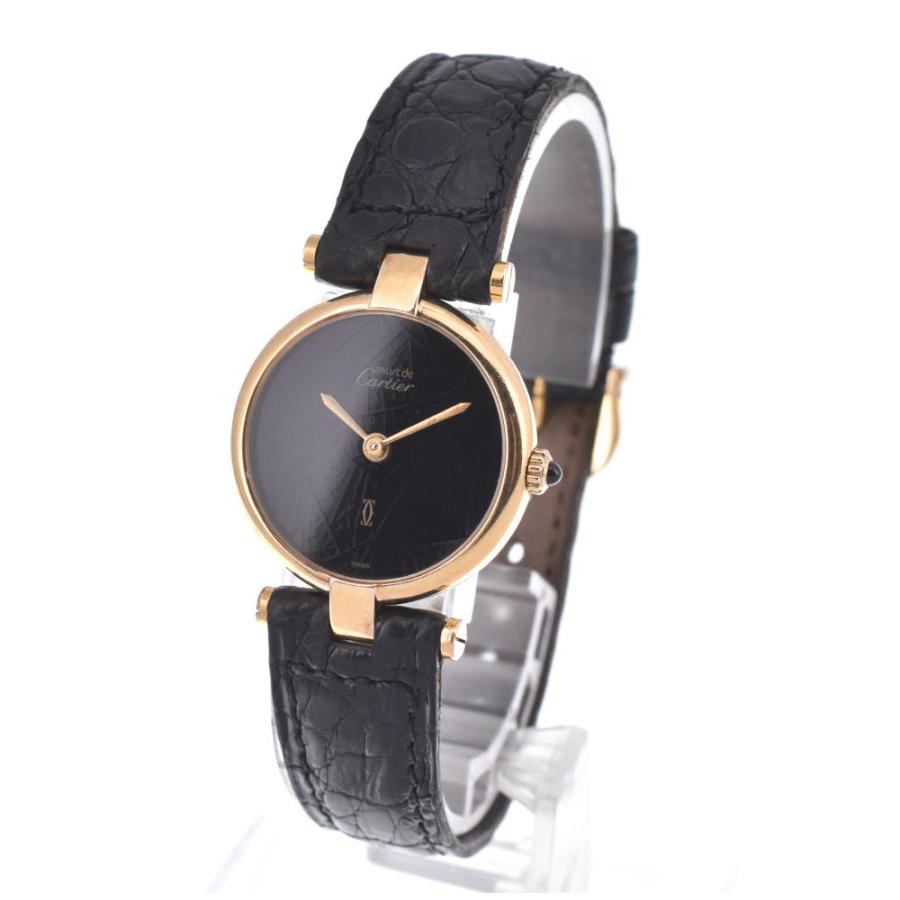 Cartier カルティエ CARTIER マストヴァンドーム SV925(GP)/レザー クォーツ レディース C#122334 ...