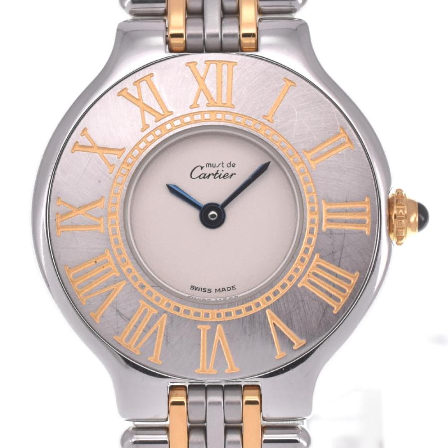 カルティエ CARTIER 125000P マスト21 ヴァンティアン 2ロウ SS/GP クォーツ レディース 良品 H#125149 : ...