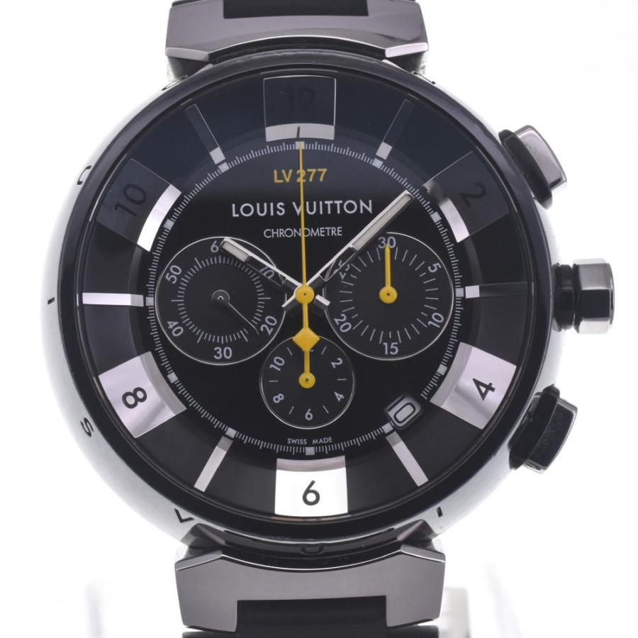 LOUIS VUITTON ルイ・ヴィトン Q114K タンブール インブラック クロノ エルプリメロ 自動巻き メンズ 美品 I ...