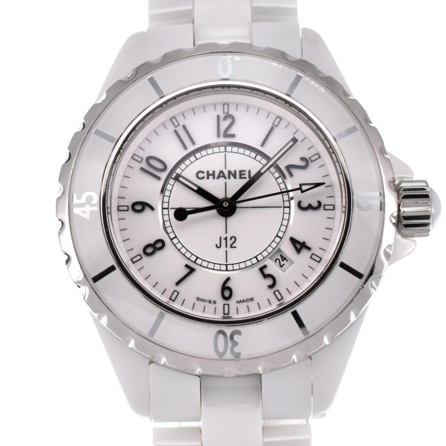 CHANEL（シャネル） CHANEL H0968 J12 デイト ホワイト セラミック クォーツ レディース 美品 保証書付き I ...