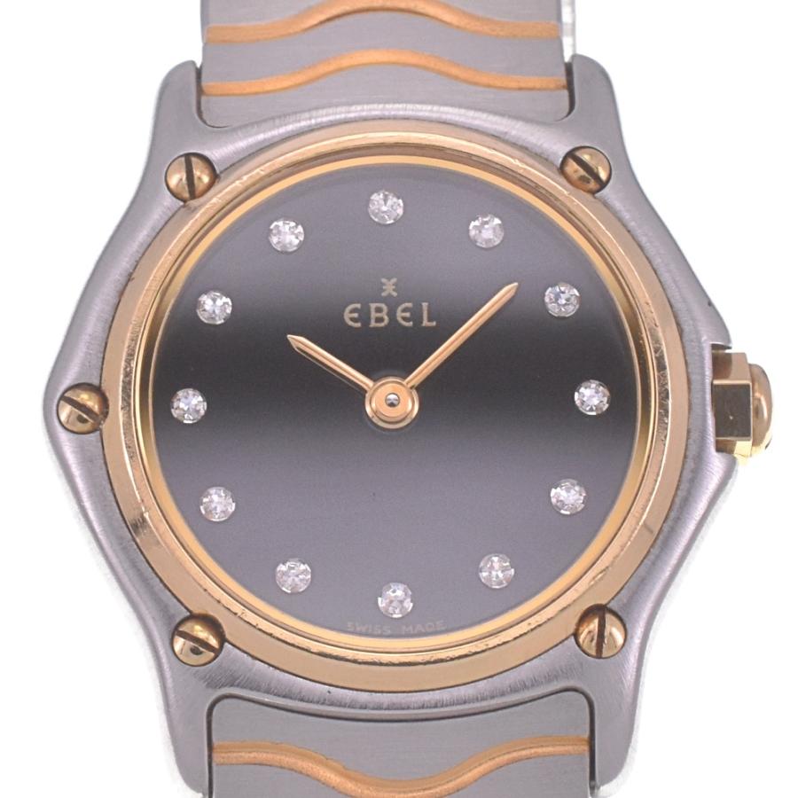 EBEL エベル 1057901 クラシックウェーブ 12Pダイヤ K18YGベゼル クォーツ レディース 良品 K#129276 ...