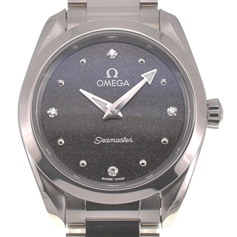 オメガ OMEGA 220.10.28.60.51.001 シーマスター アクアテラ 4Pダイヤ クォーツ レディース 美品 箱付き N ...
