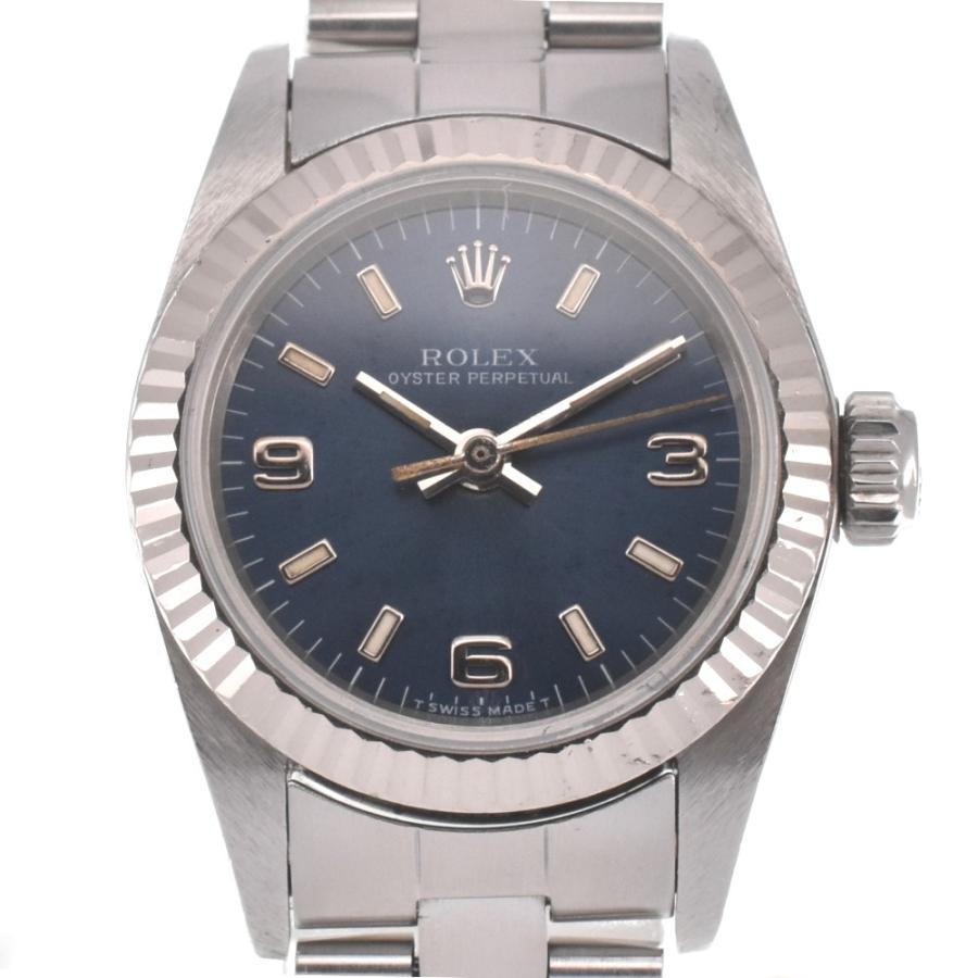 ROLEX ロレックス 67194 オイスターパーペチュアル WGベゼル Cal.2130 自動巻き レディース 良品 内箱付き N ...