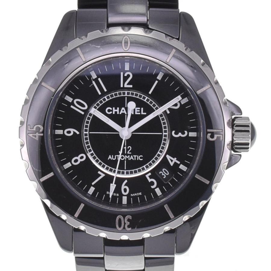CHANEL シャネル H0685 J12 デイト ブラックセラミック 自動巻き メンズ 良品 箱・保証書付き B#130598 ...