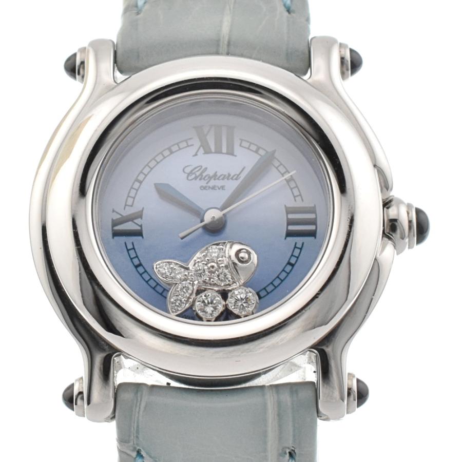 Chopard（ショパール） Chopard 27/8245-23 ハッピースポーツ ムービングフィッシュ 2P&Fダイヤ クォーツ レディース 良品 保証書付き E#130653 ...