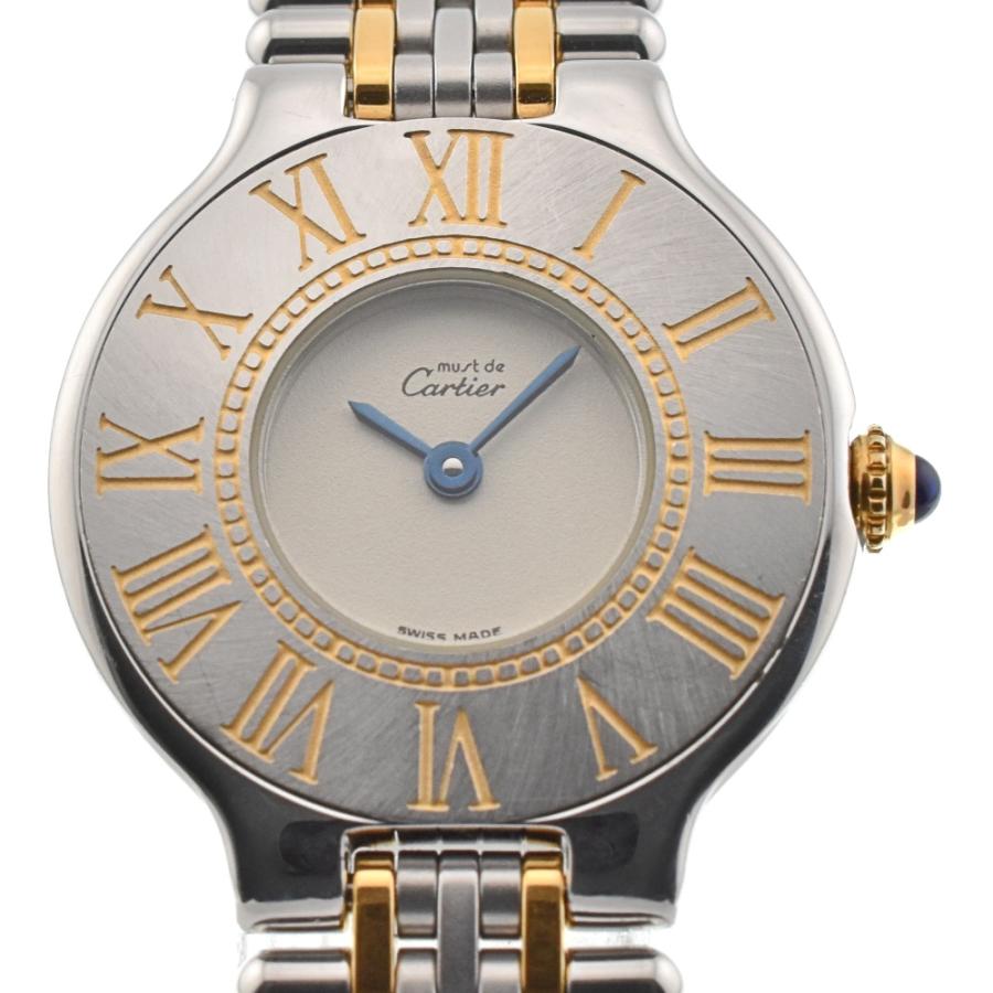 カルティエ CARTIER マスト21 ヴァンティアン 2ロウ SS/GP クォーツ レディース 良品 H#131197 :131197 ...