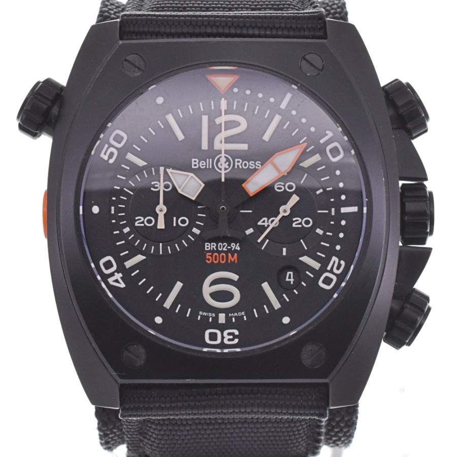 ベル&ロス Bell＆Ross BR02-94 マリーン クロノグラフ 500M デイト カーボンフィニッシュ 自動巻き メンズ 美品 内箱 ...
