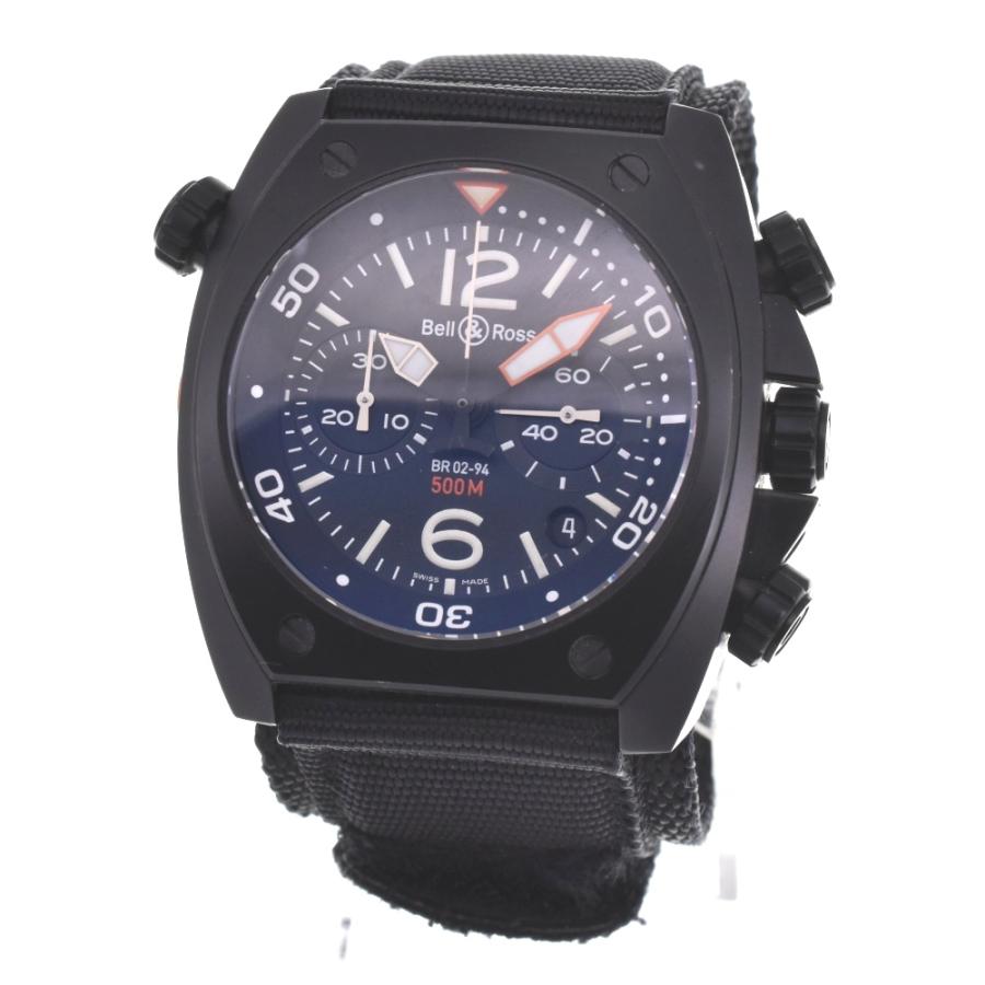 ベル&ロス Bell＆Ross BR02-94 マリーン クロノグラフ 500M デイト カーボンフィニッシュ 自動巻き メンズ 美品 内箱 ...
