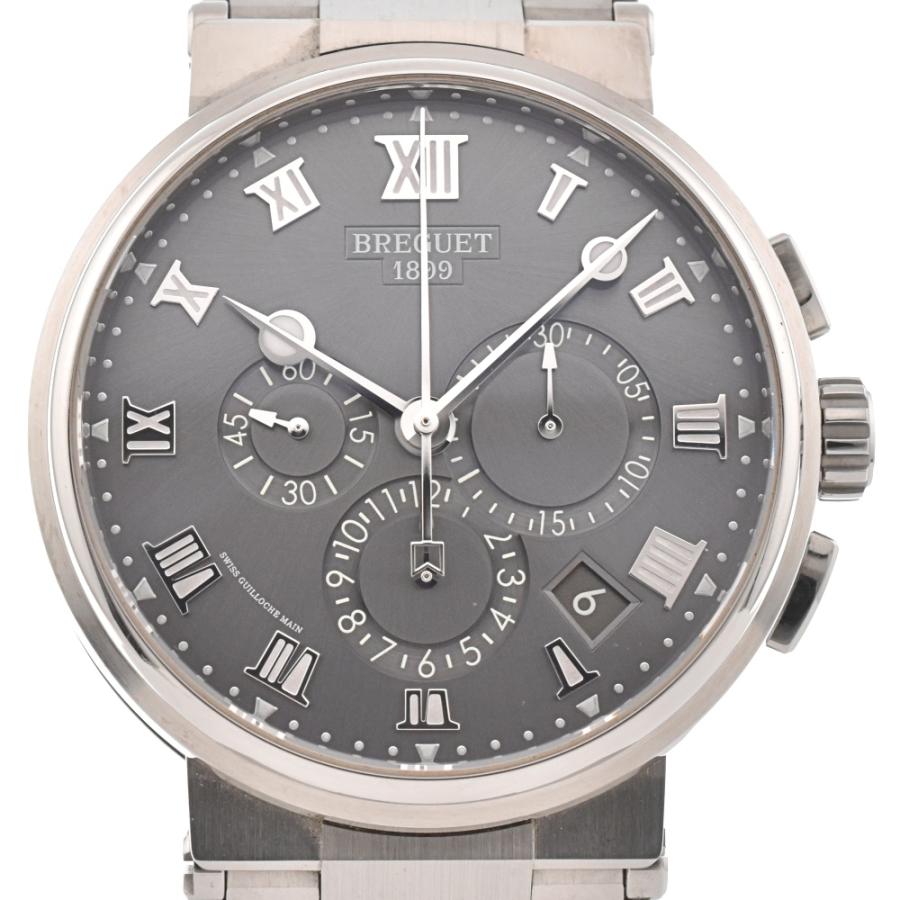 ブレゲ Breguet 5527TI/G2/TW0 マリーン・クロノグラフ 5527 デイト チタン 自動巻き メンズ 美品 箱・保証書付き ...