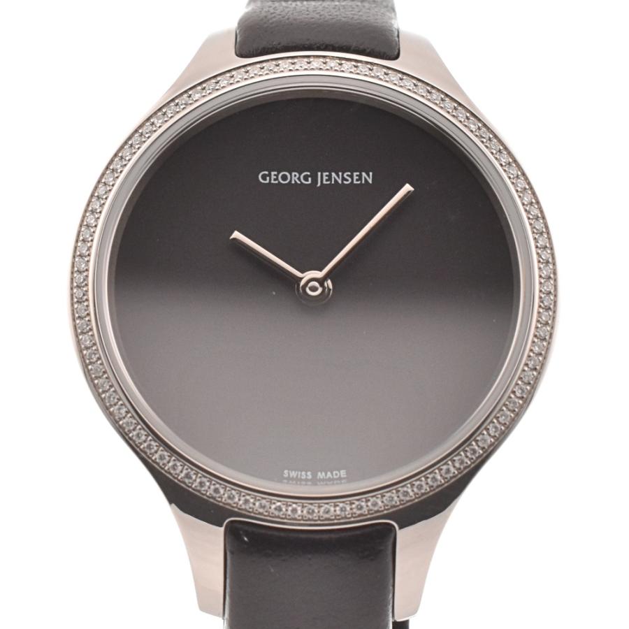 ジョージジェンセン Georg Jensen C30-ST01 コンケイヴ ダイヤベゼル クォーツ レディース 美品 P#132360 : ...