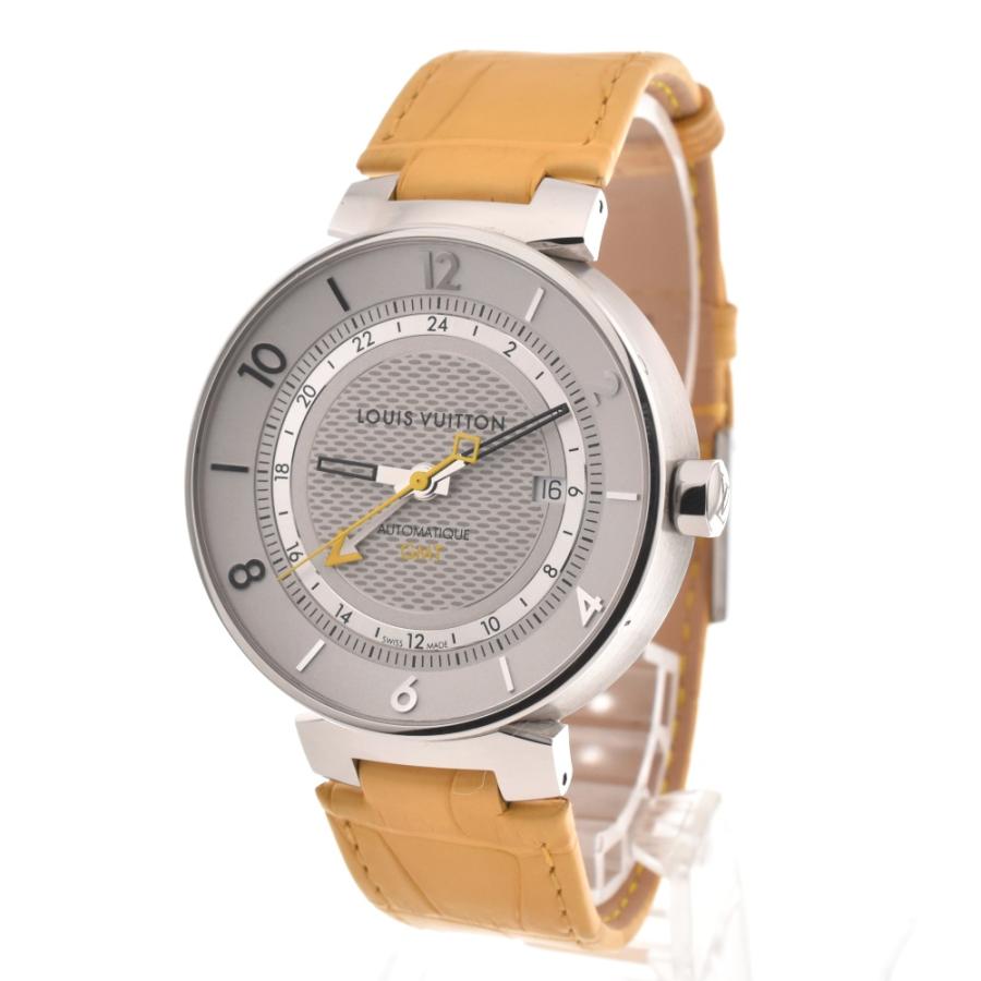 LOUIS VUITTON 値下 ルイ・ヴィトン Q8D31 タンブール ムーン GMT デイト 自動巻き メンズ 美品 箱付き ...
