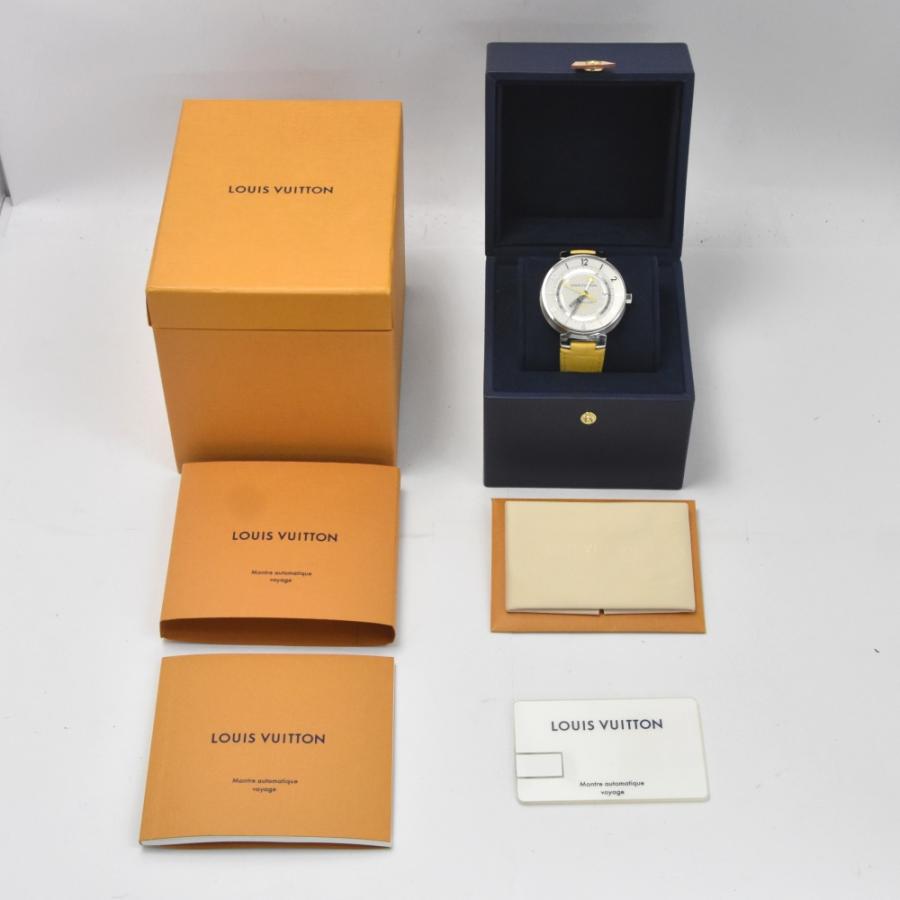 LOUIS VUITTON 値下 ルイ・ヴィトン Q8D31 タンブール ムーン GMT デイト 自動巻き メンズ 美品 箱付き ...