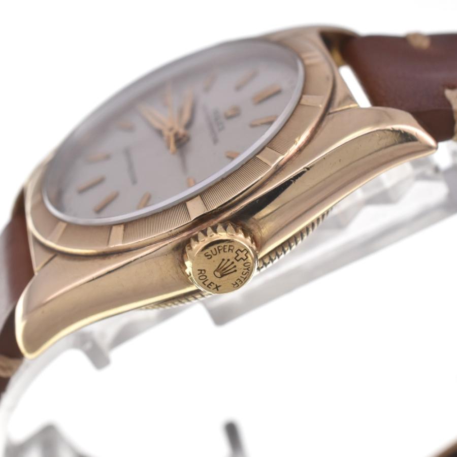 ロレックス ROLEX Ref.6011 ヴィンテージ オイスターパーペチュアル バブルバック K14YG レザー 自動巻き ボーイズ 良品 ...