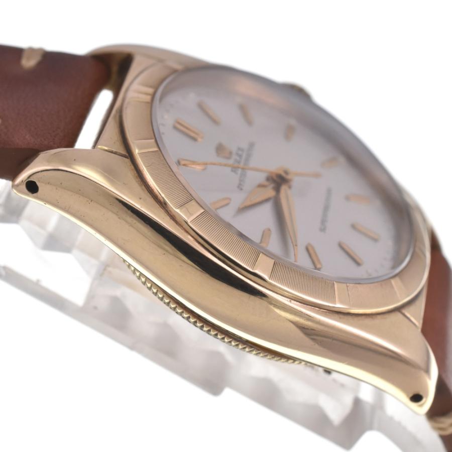 ROLEX ロレックス Ref.6011 ヴィンテージ オイスターパーペチュアル バブルバック K14YG レザー 自動巻き ボーイズ 良品 ...