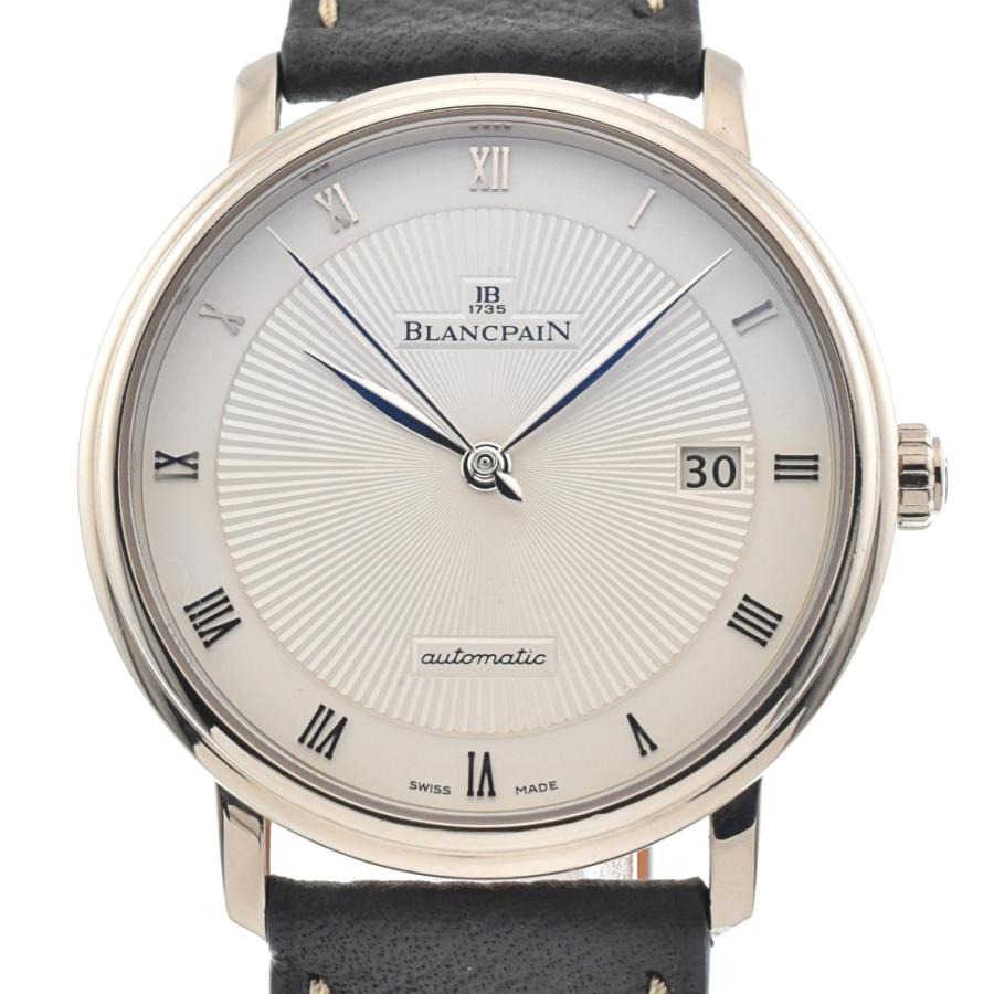 BLANCPAIN 値下 ブランパン Blancpain 6223A-1542-55B ヴィルレ ウルトラスリムソレイユ 270周年記念モデル K18WG/レザー メンズ 美品 P ...