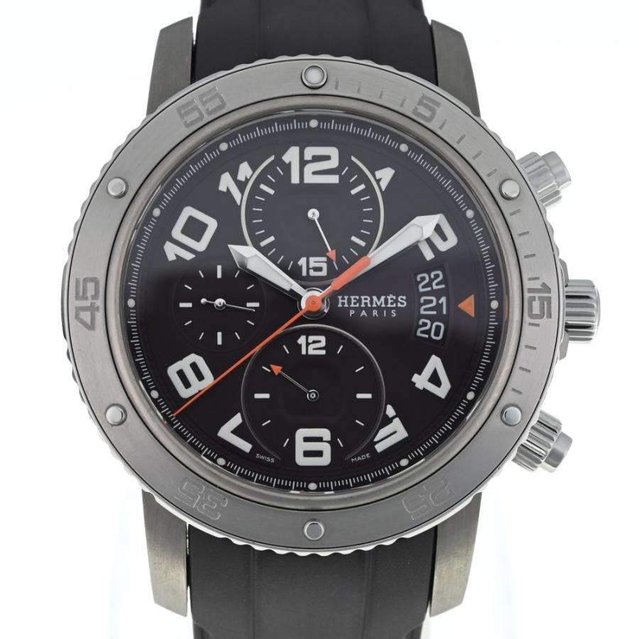 HERMES 値下 エルメス CP2.941 クリッパー ダイバー クロノグラフ デイト 自動巻き メンズ 良品 箱・保証書付き R ...