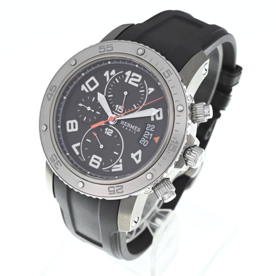 エルメス HERMES CP2.941 クリッパー ダイバー クロノグラフ デイト 自動巻き メンズ 良品 箱・保証書付き R#135593 ...