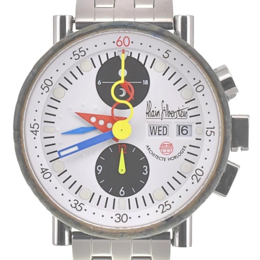 ALAIN SILBERSTEIN アラン・シルベスタイン Alain Silberstein LWO5100 KRONO B CUIR クロノグラフ 自動巻き メンズ 箱・保証書付き I ...