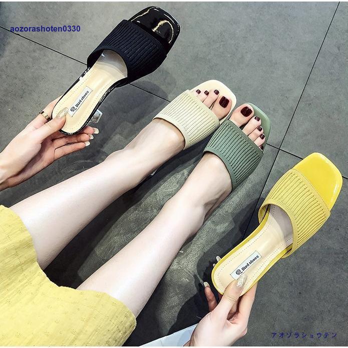 ニットサンダル レディース ニットミュール ヒール 6cm ニット ニットサンダル レディース ニットミュール ヒール 6cm ニット