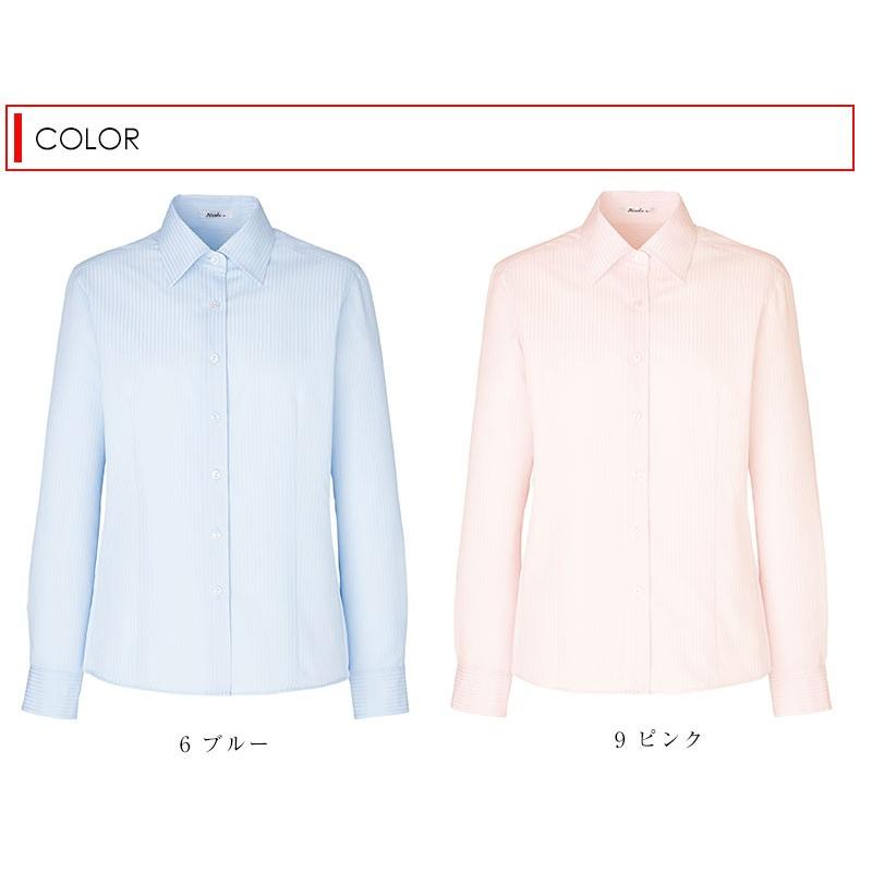 事務服 シャツブラウス RB4142 動きやすい すごいブラウス 長袖ブラウス ドビーストライプ BON ボンマックス ...