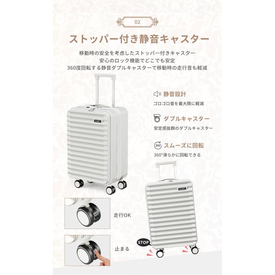 スーツケース フロントオープン 機内持ち込み 前開き カップホルダー S Mサイズ 1-3泊 ストッパー付き キャリーケース キャリーバッグ ...