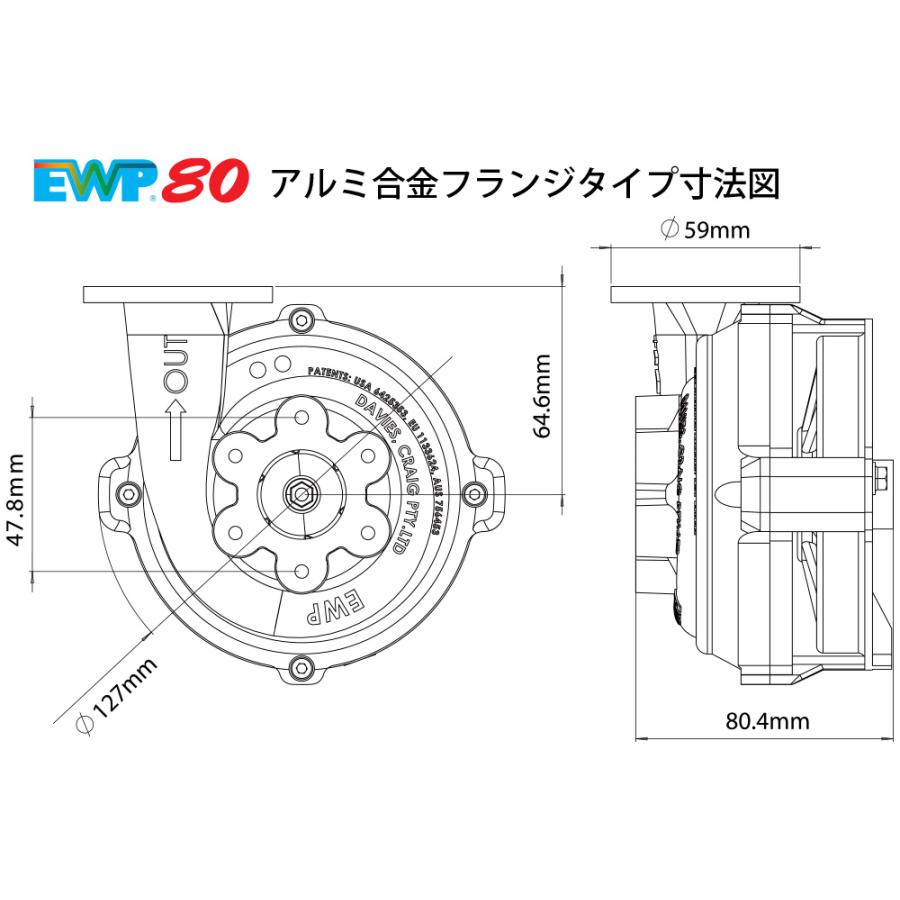 最大流量毎分90L：EWP80 アルミフランジタイプ 電動ウォーターポンプ&コントローラー付コンボセット/Davies,Craig日本正規代理 ...
