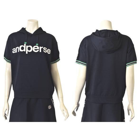 アンパスィ and per se ゴルフ 2025秋冬新作 レディース 半袖フーディーニットシャツ 服 ゴルフウェア and per se（アンパスィ） 20％OFFセール！ ゴルフ 2025秋冬新作
