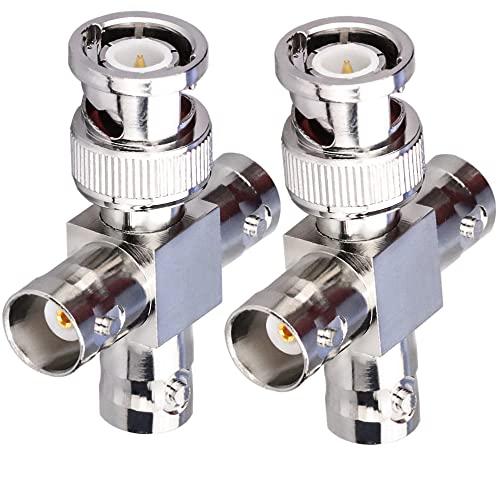 2パック BNC オス - 3 メス ジャック T タイプ RF 同軸コネクタ 4 ウェイ スプリッタ 同軸アダプタ 放送/延長ケーブル用 BNC ティー コネクタ T 字型 ...